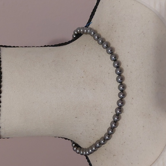 Vintage | Jewelry | Vintage Unique Tab Insert Clasp Gray Beads Choker ...